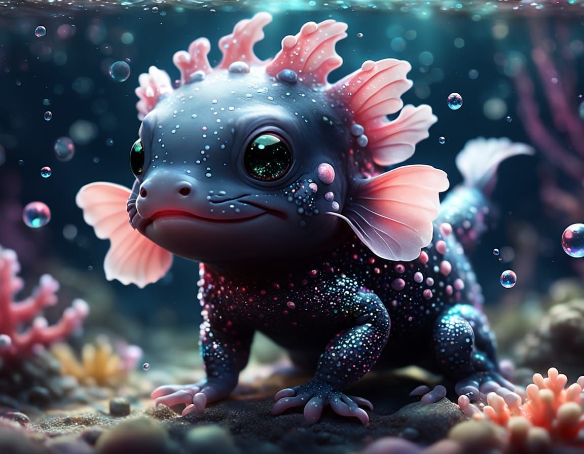 Charming chibi axolotl - Vibrant Chibi Axolotl Cradles Ameri...