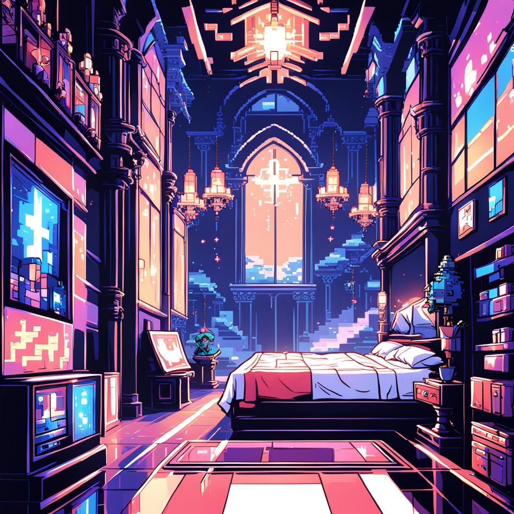 8 bit pixel bedroom - Disco Fantasy Castle - AI Generated Artwork ...
