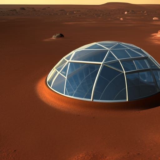 glass biodome on Mars - AI Generated Artwork - NightCafe Creator