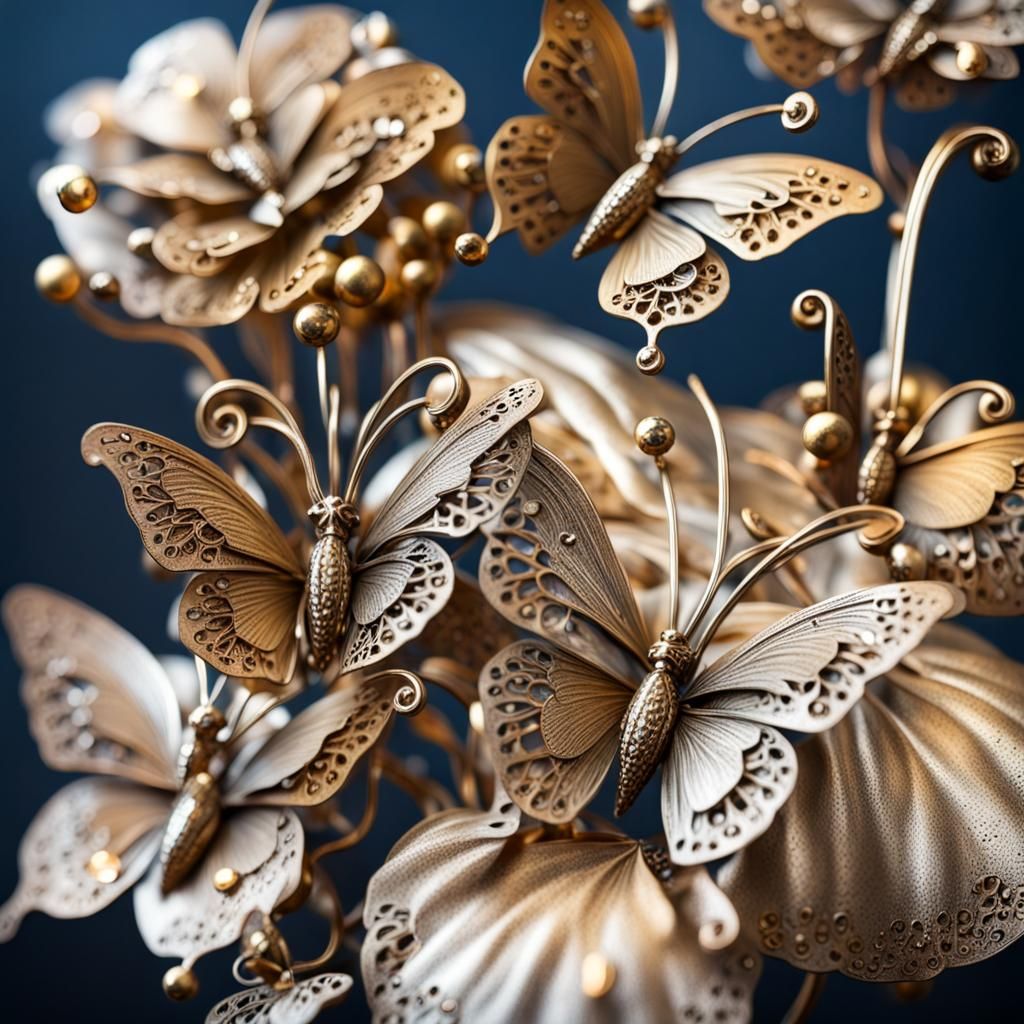 Metal butterflies - AI Generated Artwork - NightCafe Creator