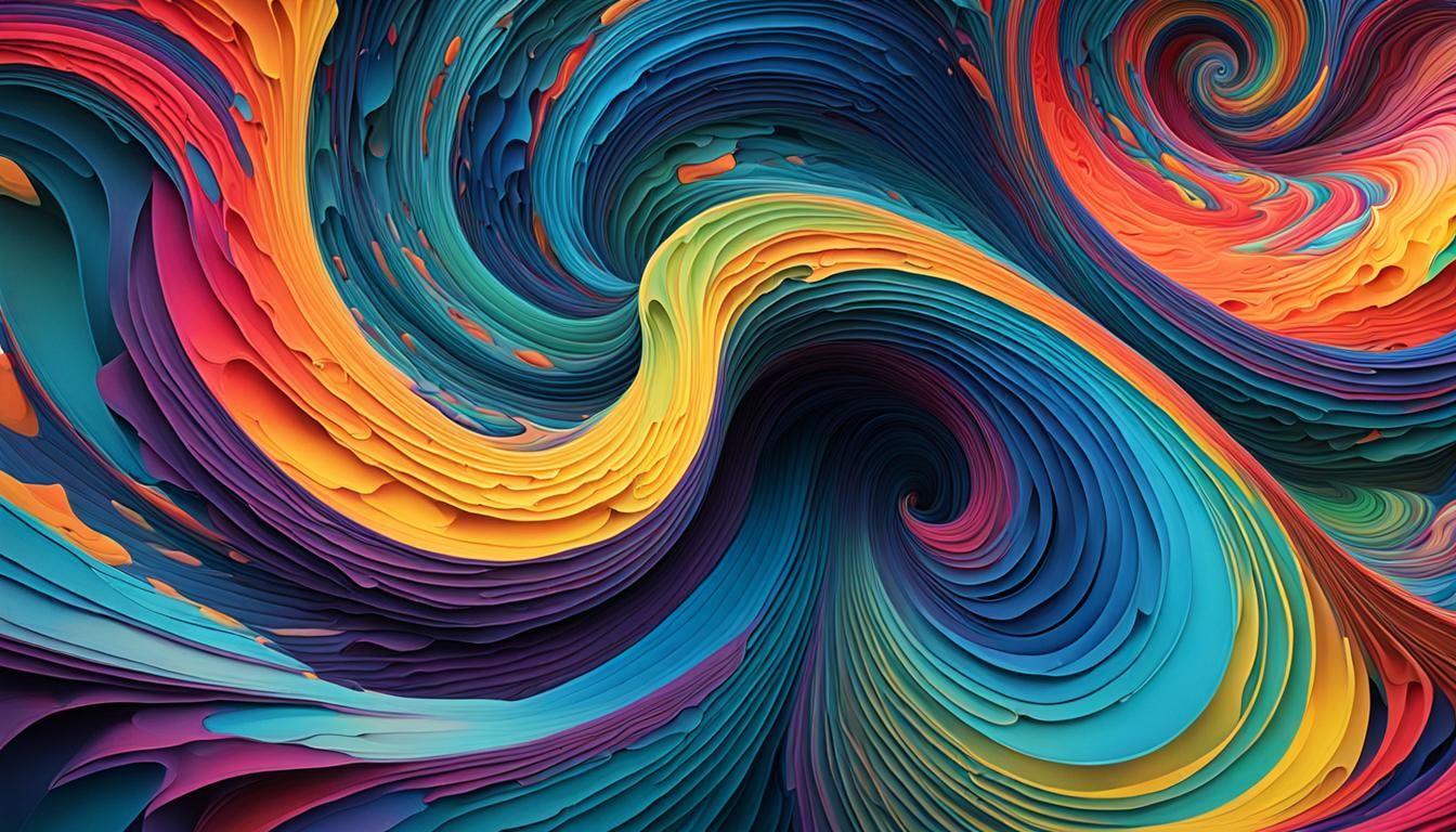 Distorted Unbalanced Reality: vibrant colors swirl in chaotic ...