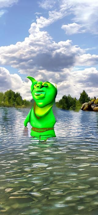 Shrek walking on water - AI Generated Artwork - NightCafe Creator
