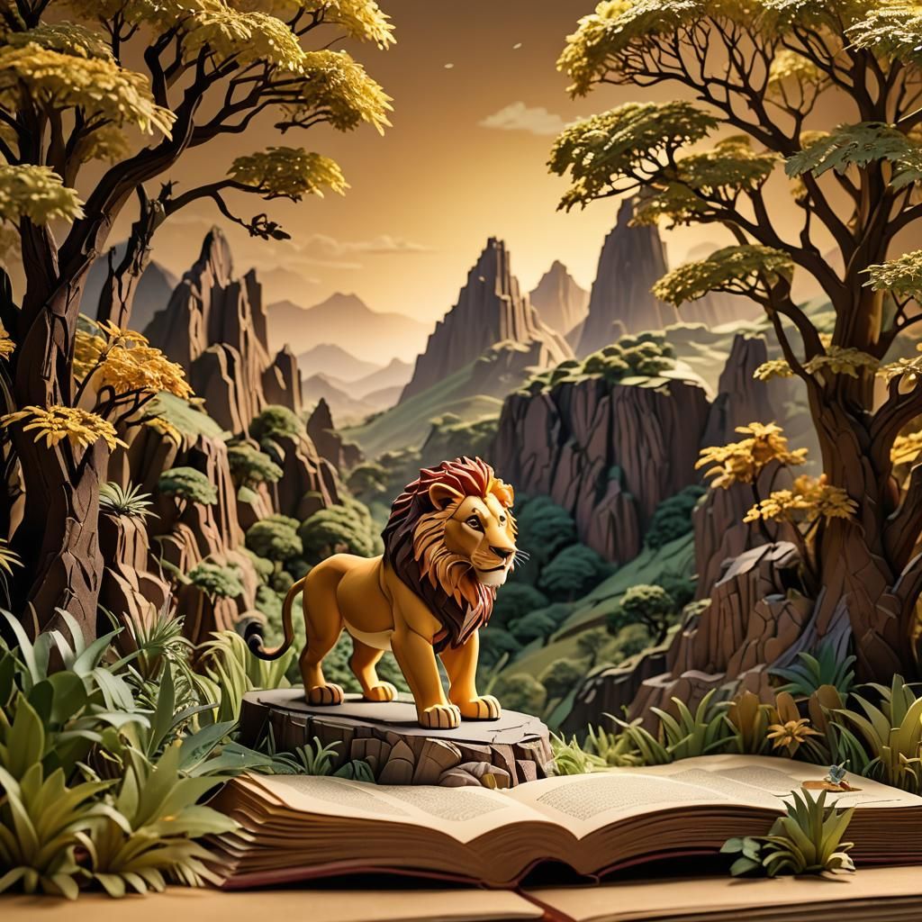 Pop-up book Simba the lion king - AI Generated Artwork - NightCafe Creator