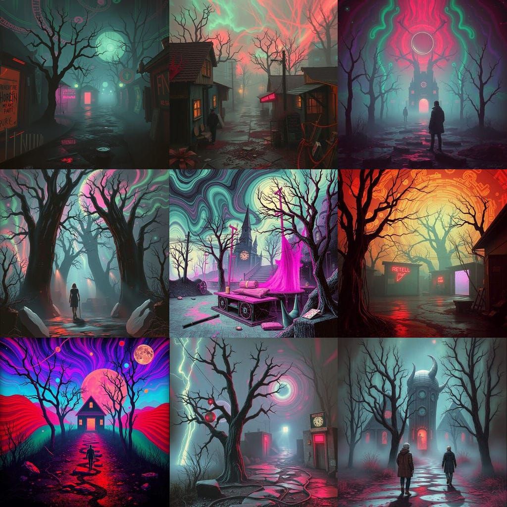 Ethereal Nightmare in Neon Dreamscape - AI Art