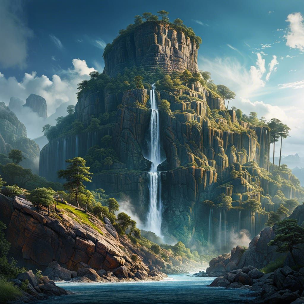 The Waterfall - AI Generated Artwork - NightCafe Creator