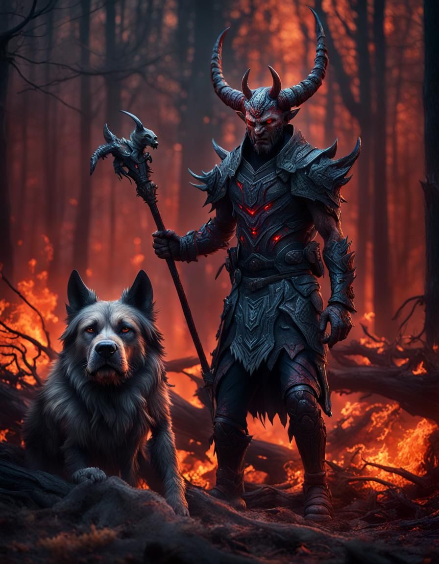 The Devil and his Hellhound - AI Generated Artwork - NightCafe Creator