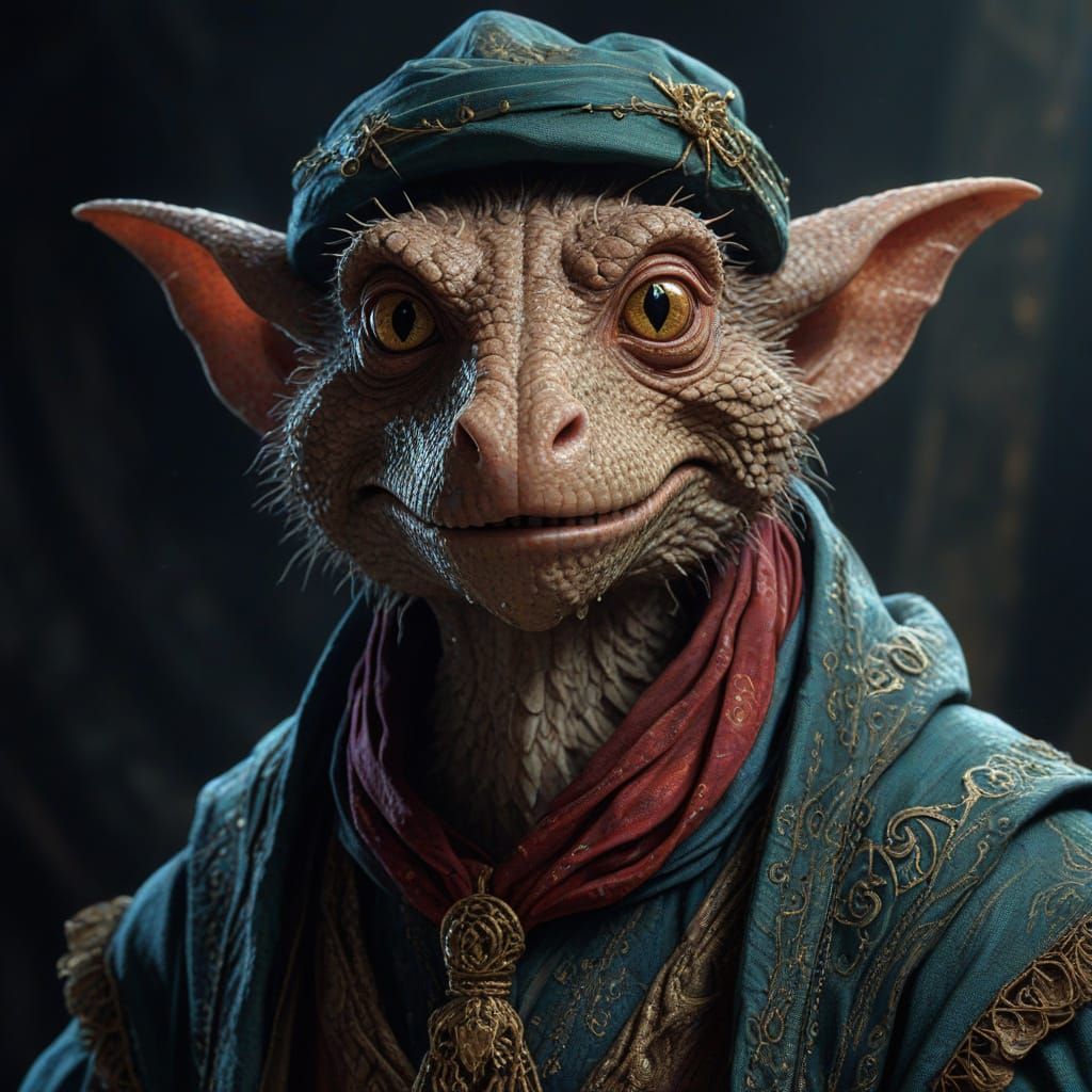 Kobold Wizard - Ethereal Kobold Wizard Portrait in Vibrant T...