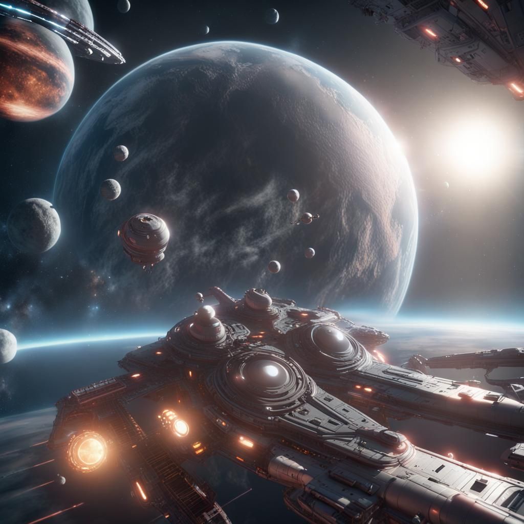 Traveling through space with humans and aliens living on a space ship ...