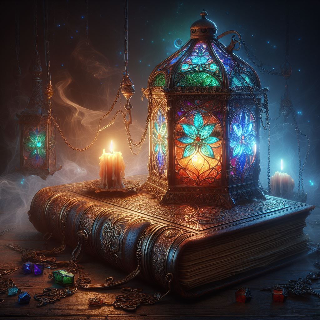 lantern, book - AI Generated Artwork - NightCafe Creator