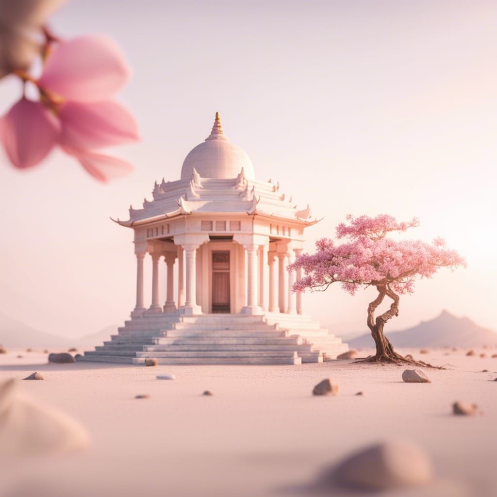 Oriental white marble Temple in a salt desert - AI Generated Artwork ...