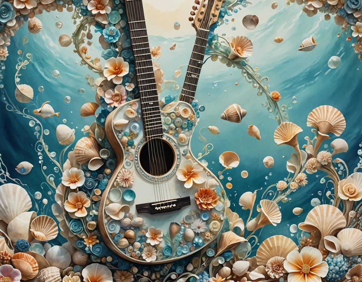 A magical floating 3D Guitar - AI Generated Artwork - NightCafe Creator