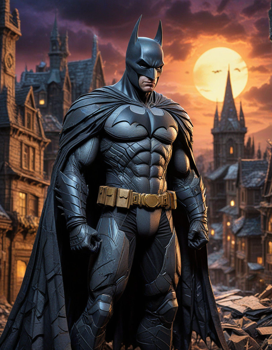 Ragged Batman in Handmade Cardboard Costume, Anime... - AI Art