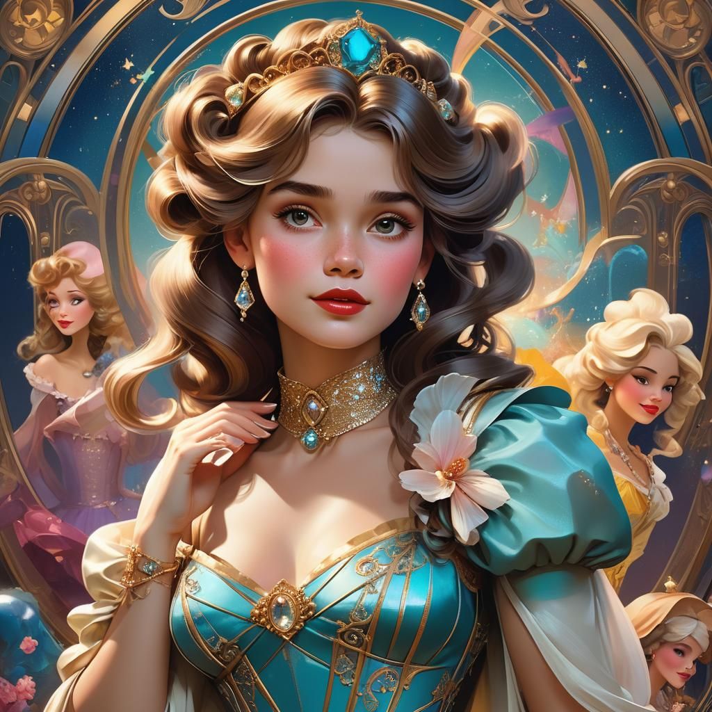 Imagine Disney princesses as glamorous 1900s Hollywood stars, Vintage elegance meets timeless ...