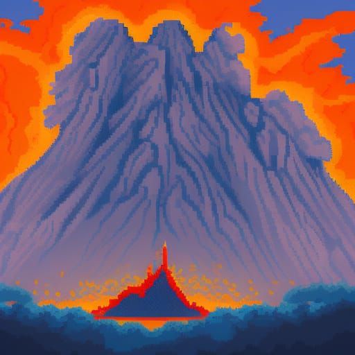 8 bit Pixel art volcano erupting - AI Generated Artwork - NightCafe Creator