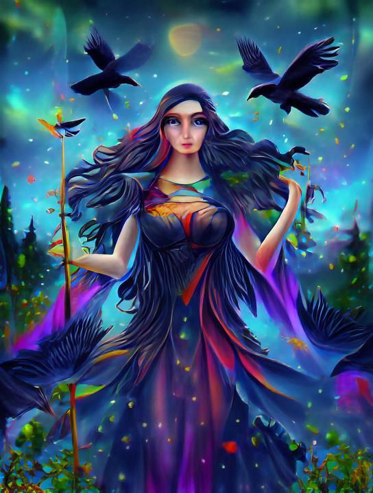 Goddess of the Crows - AI Generated Artwork - NightCafe Creator