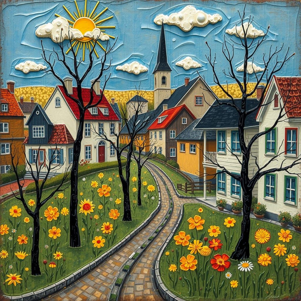 Naive Scandinavian springtime landscape - AI Generated Artwork ...