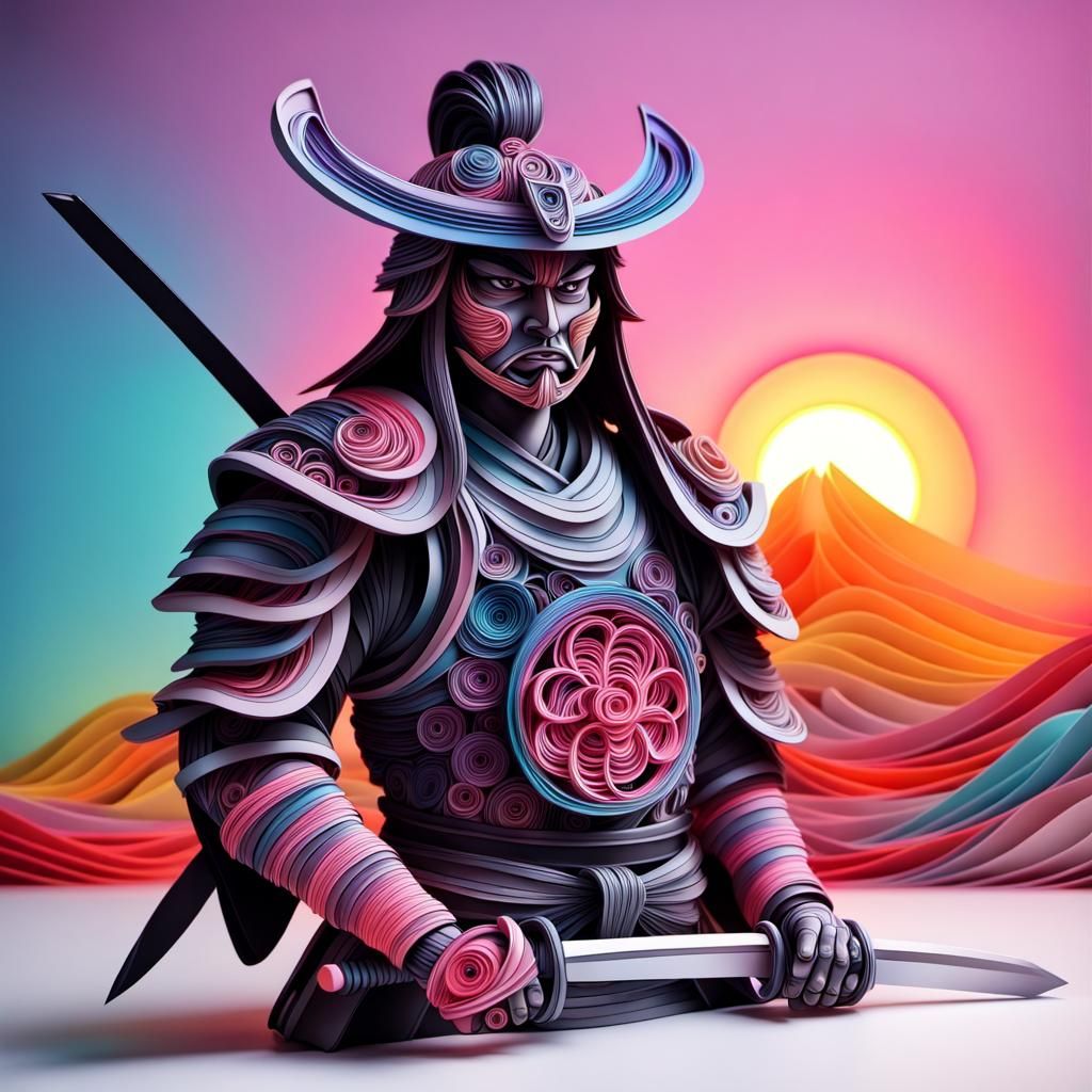 Paper-crafted samurai warrior - AI Generated Artwork - NightCafe Creator