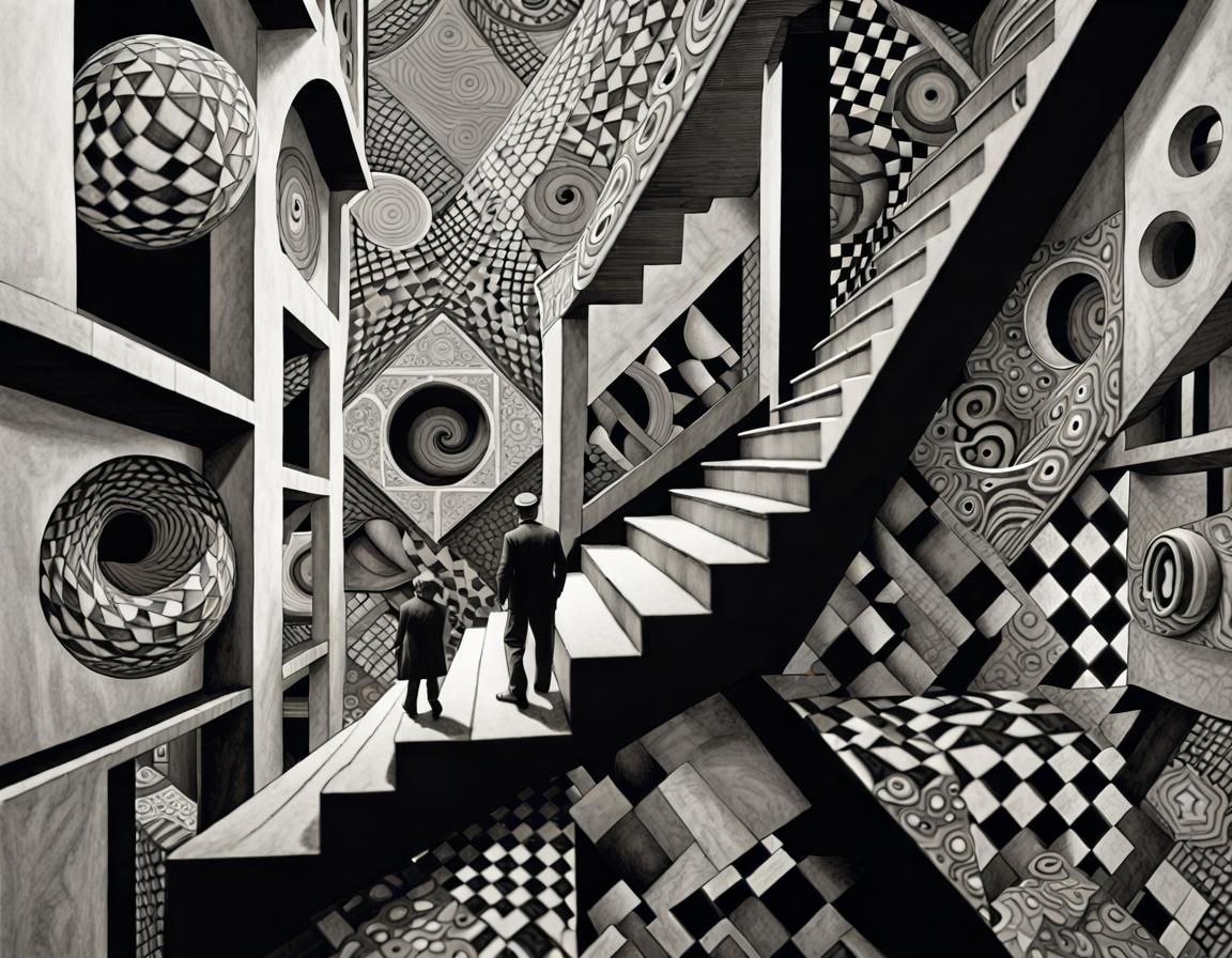 M. C. Escher Escher Escher Escher and klimt missmatched staircase ...