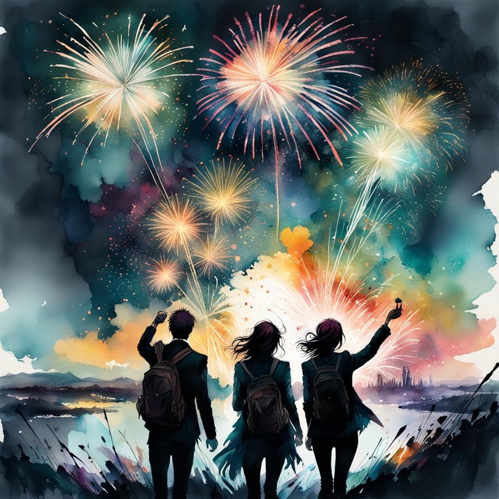 Enjoying the Fireworks - AI Generated Artwork - NightCafe Creator