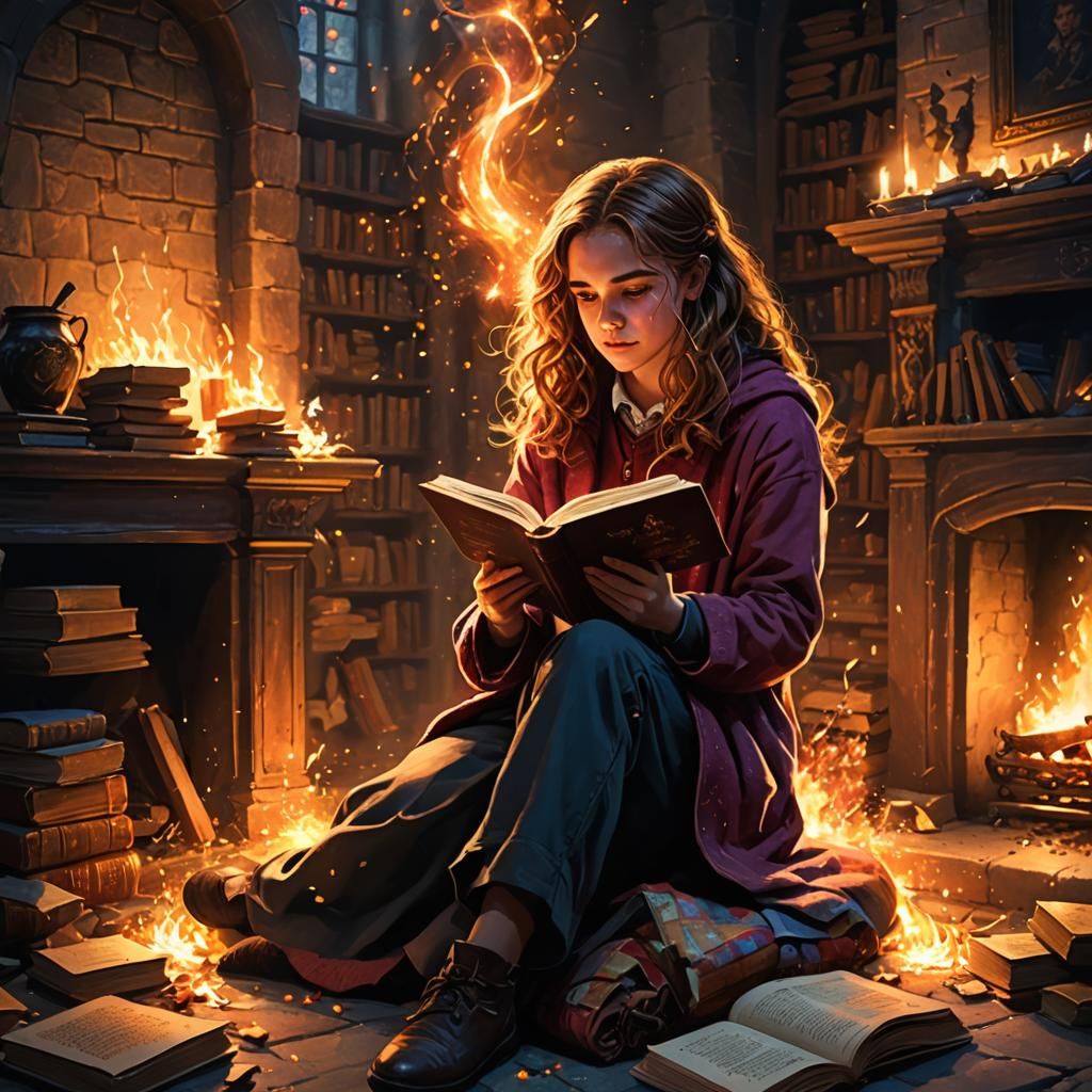 Hermione Granger and some light reading. - AI Generated Artwork ...