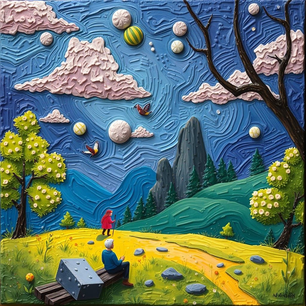 Impasto Storybook Scene in Pendleton Ward Style - AI Art