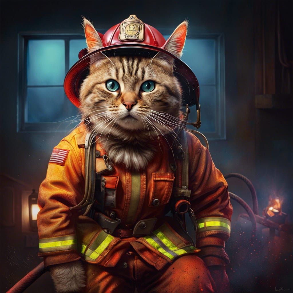 Fire Fighting Cat - AI Generated Artwork - NightCafe Creator