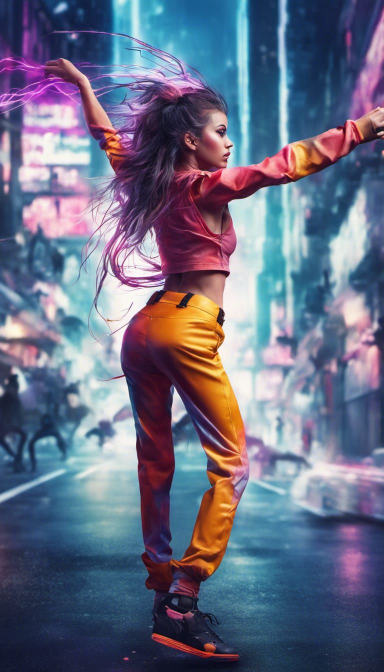 Cyberpunk Street Dancer - AI Generated Artwork - NightCafe Creator