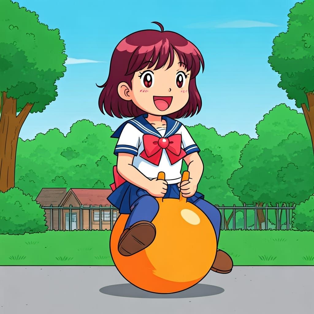 Minako Aino Bounces to School - AI Art