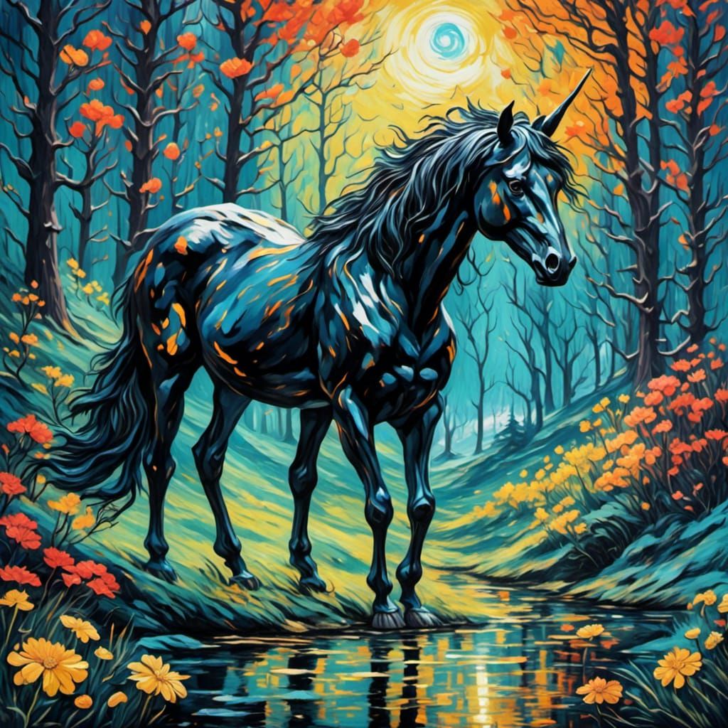 a black unicorn - AI Generated Artwork - NightCafe Creator