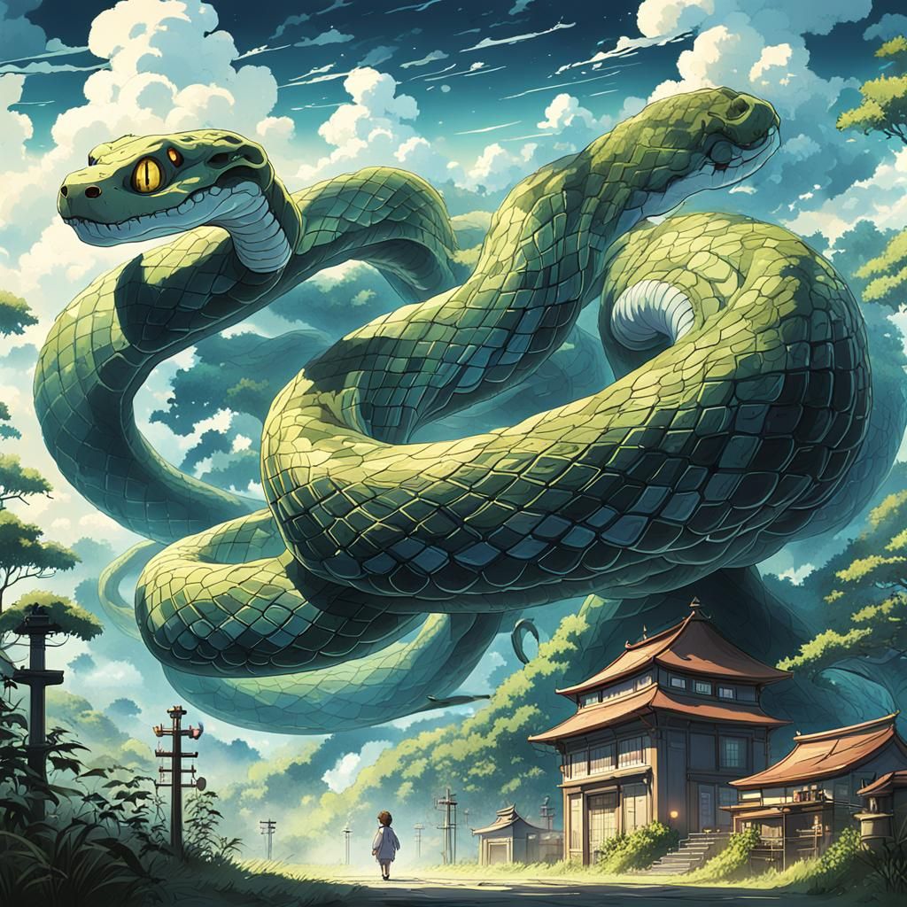 snake made of smoke, Studio Ghibli, Anime Key Visual, by Makoto Shinkai ...