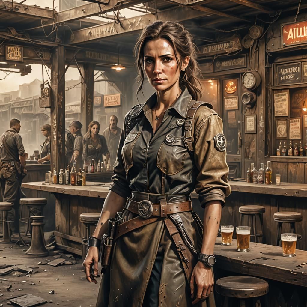 Fallout Tabletop-RPG character. Woman with western dress, 40 years old ...