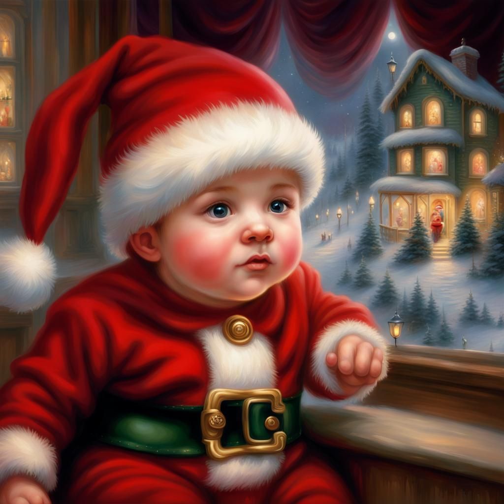 A Very Detailed Breathtaking Beautiful Stunning Baby Santa - AI ...
