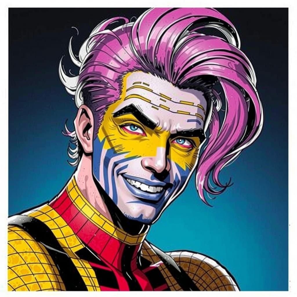 Psychedelic Comic Illustration of a Male Figure in... - AI Art