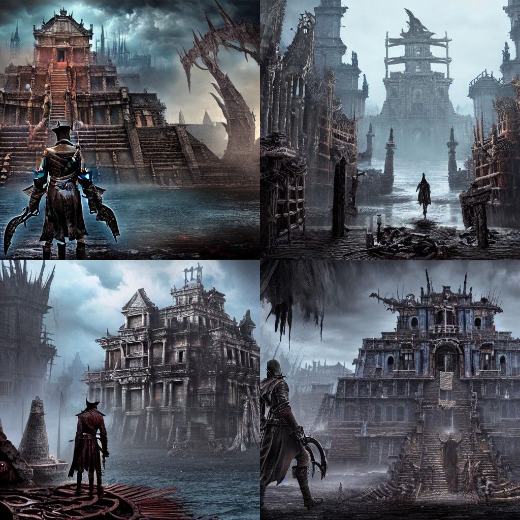 Bloodborne, Mayan city, Pirate wharf, eldritch, incredibly detailed ...