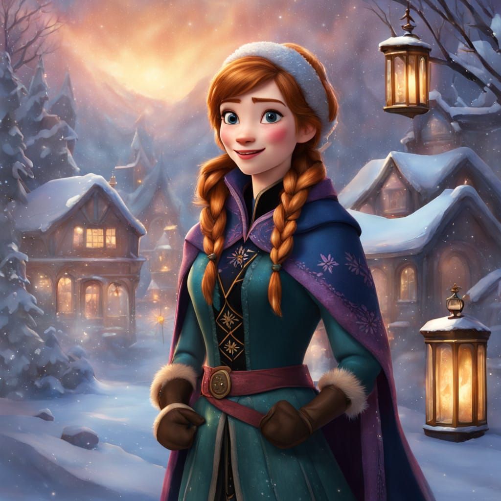 Create a highly realistic and seductive photo of Princess Anna and Olaf ...
