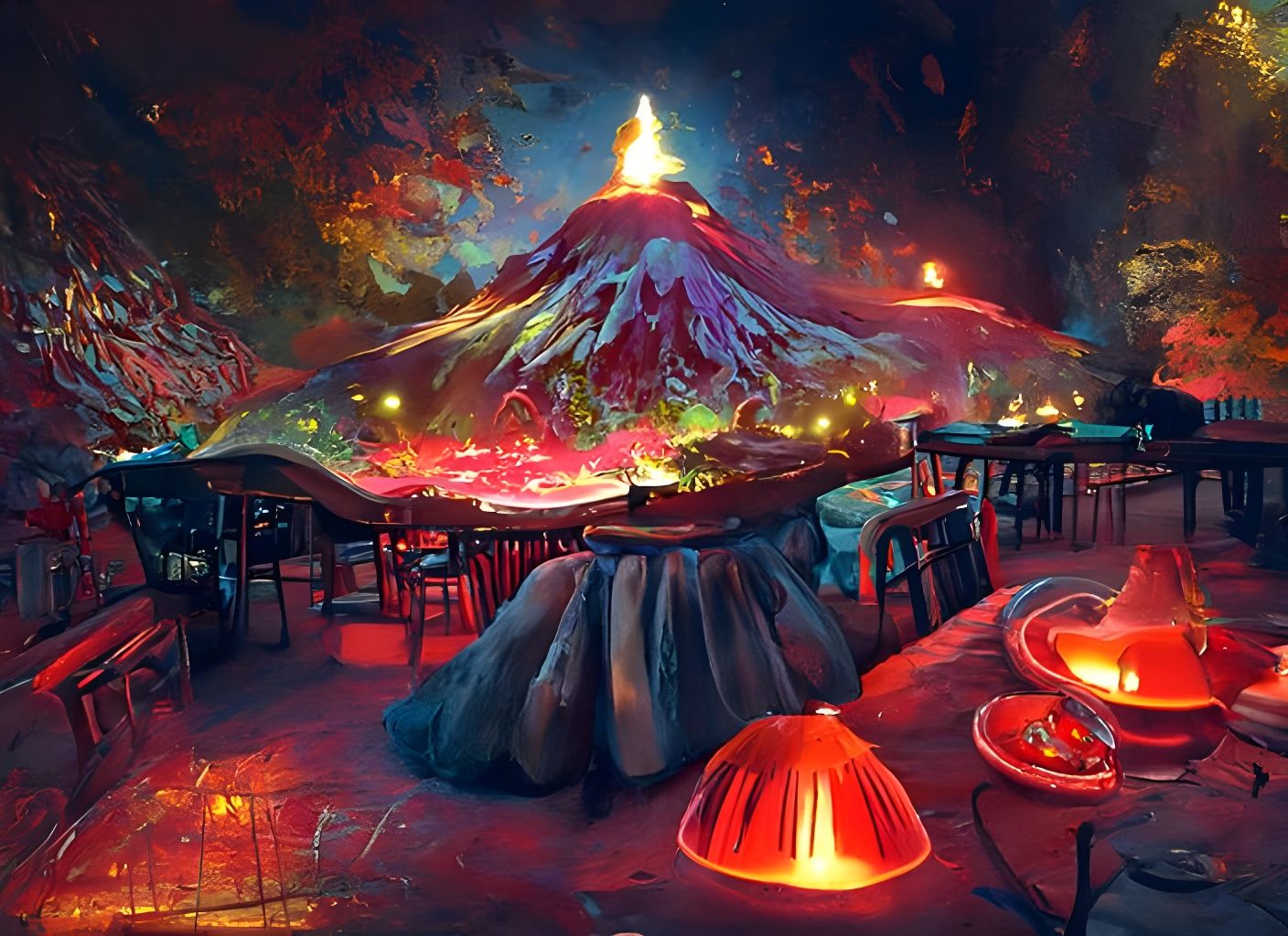 A Quiet Volcano Cafe - AI Generated Artwork - NightCafe Creator