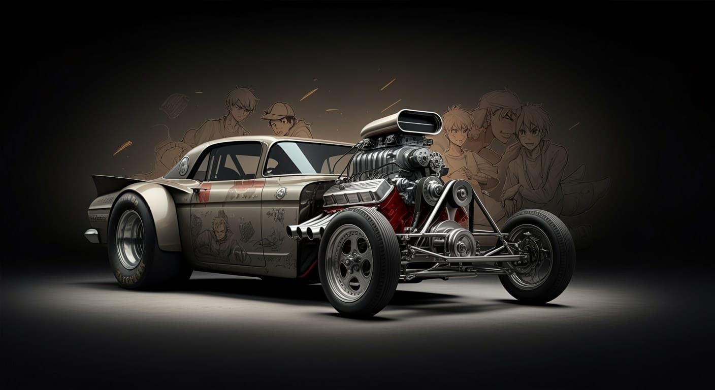 Hyper-Realistic American Muscle Car Dragster Conce... - AI Art