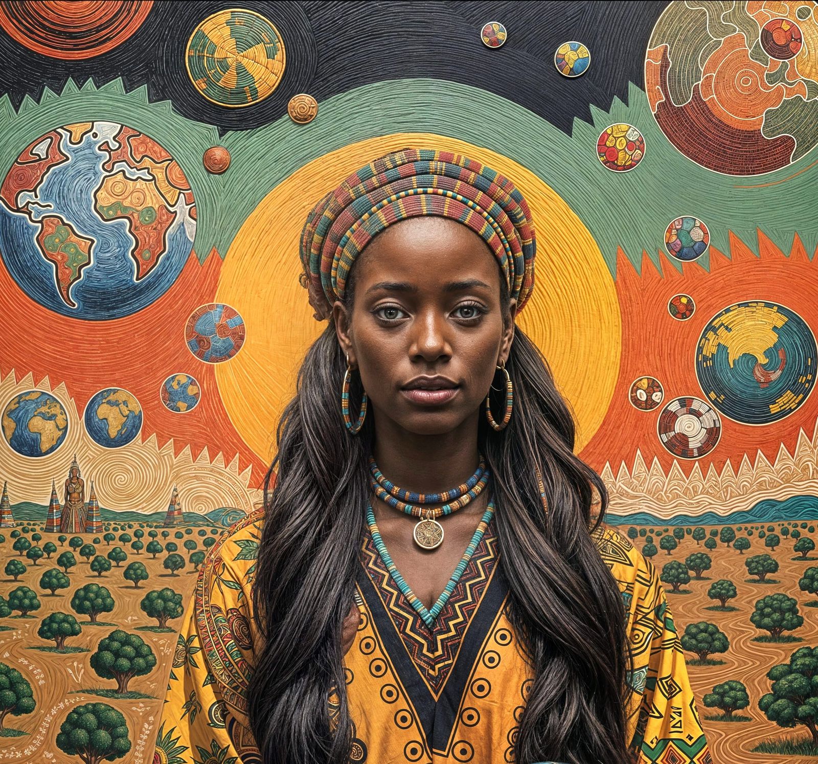 A beautiful African woman of the Ndebele tribe tells of the artwork of ...