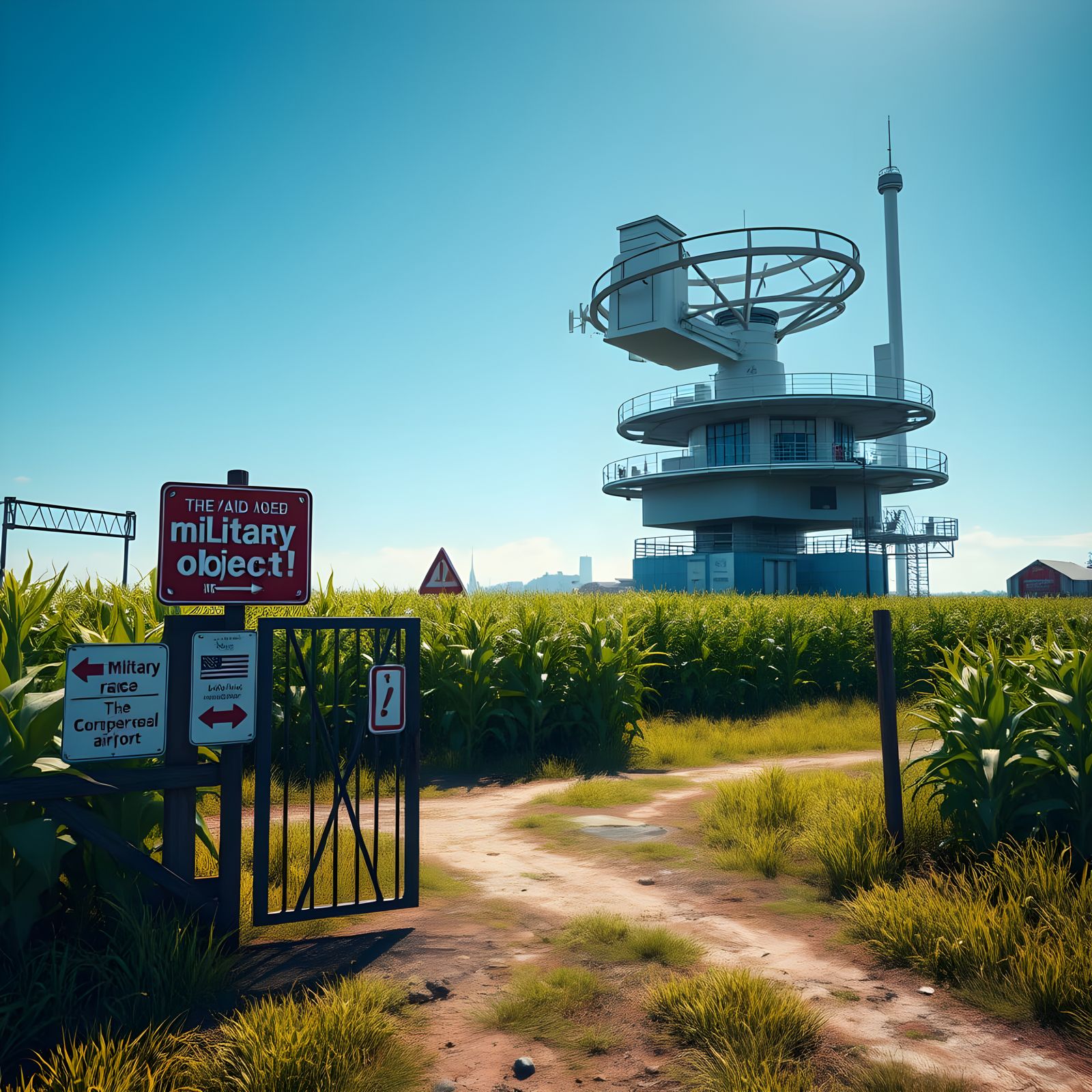 Abandoned Military Outpost in a Sunny Landscape - AI Art