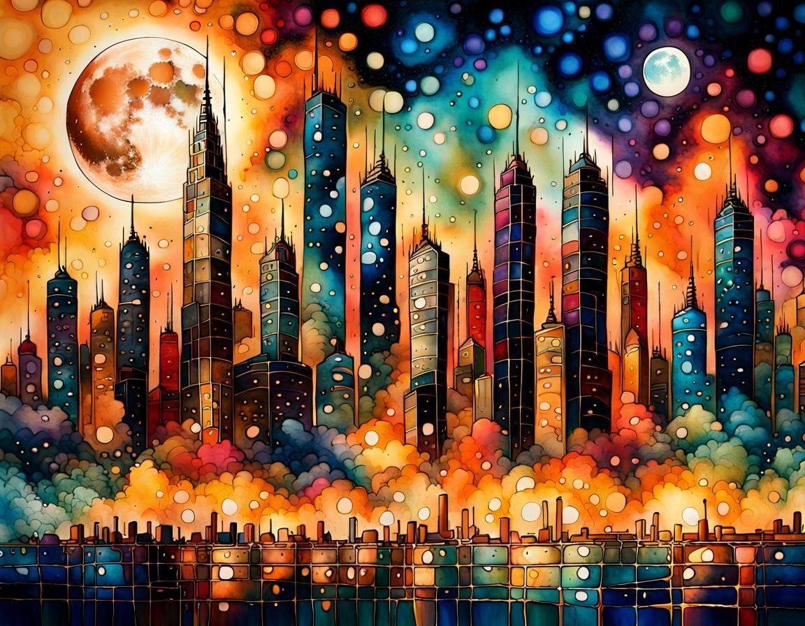 Midnight cityscape. - AI Generated Artwork - NightCafe Creator