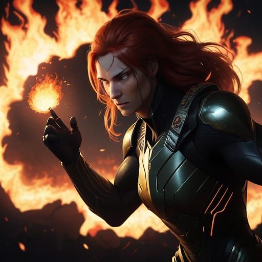 Hyper-Realistic Fire Superhero in Blazing 8K - AI Art
