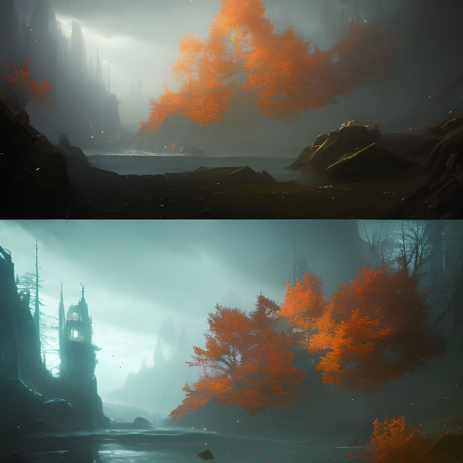 The last falling leaf among desolate land - AI Generated Artwork ...