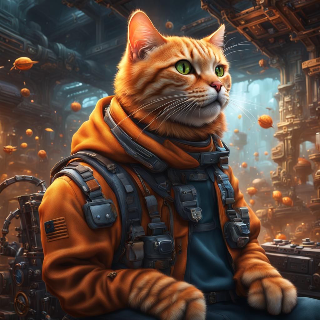 Orange Cat Programmer - AI Generated Artwork - NightCafe Creator