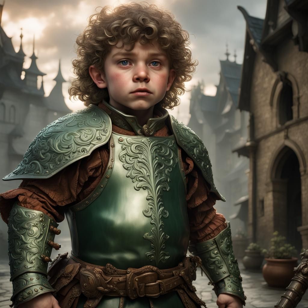 Insanely Detailed beautiful male halfling Warrior rococo-green Kitchen ...