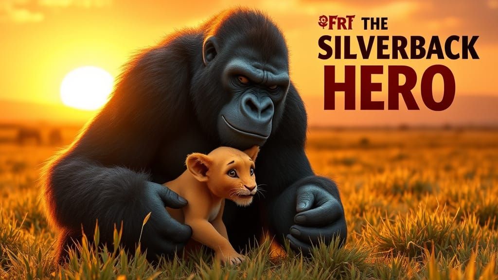 The Silverback Hero in Vibrant African Savannah - AI Art