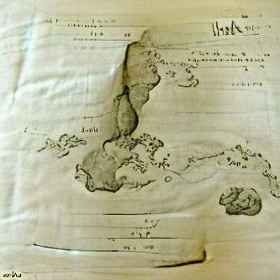 Ariel map of a large island in the late 1700s pencil sketch map - AI ...