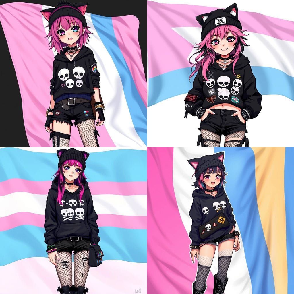 Confident Trans Girl with Emo Aesthetic in Anime S... - AI Art