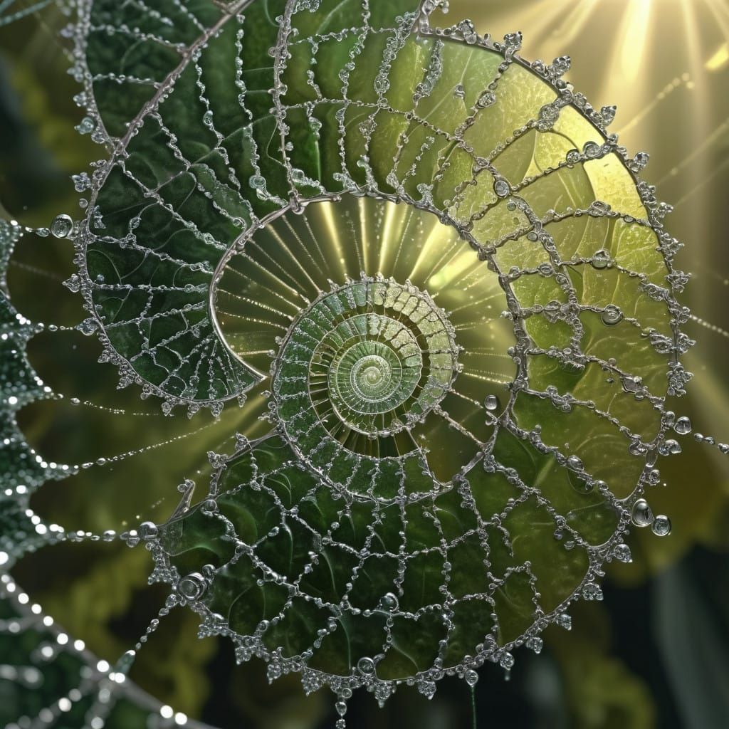 Fibonacci Web - Infinite Fractal Web Illuminated by Divine L...