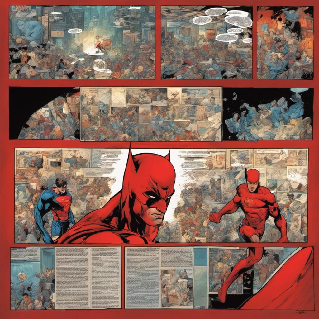 Stylized comic book page framed layout with multiple image boxes ...