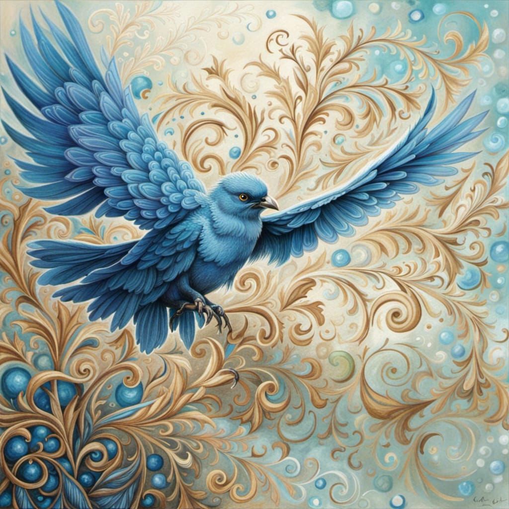 Blue Bird of Happiness - AI Generated Artwork - NightCafe Creator